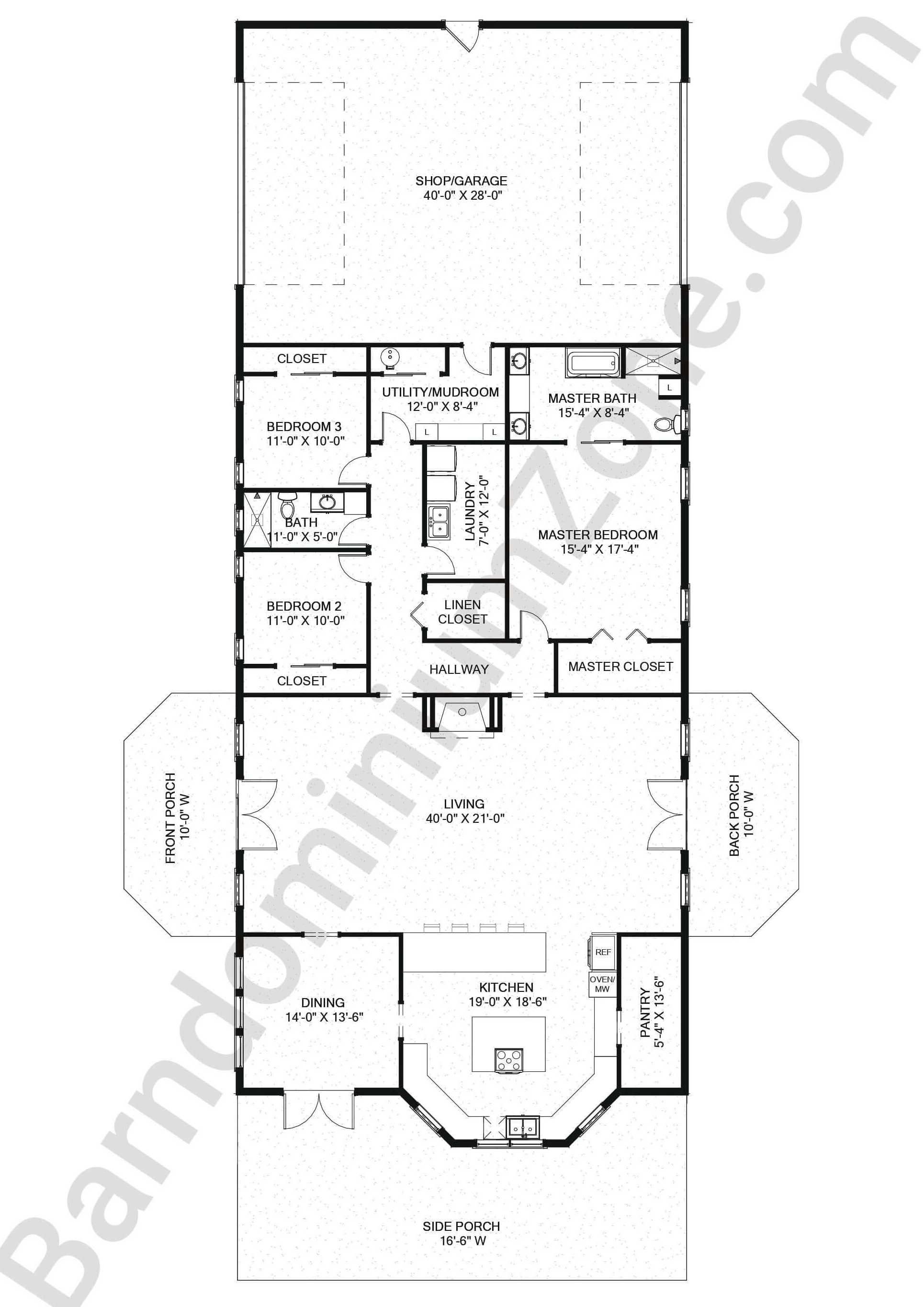 Spectacular 40x100 Barndominium Floor Plans (With Shops)