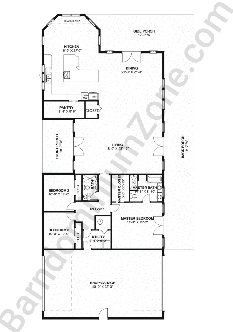 Spectacular 40x100 Barndominium Floor Plans (With Shops)