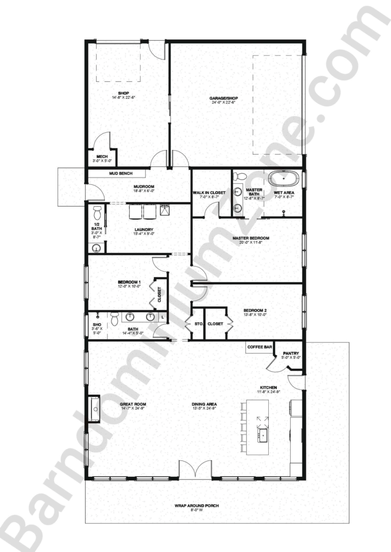 5 Inspiring 40x80 Barndominium Floor Plans With Shop